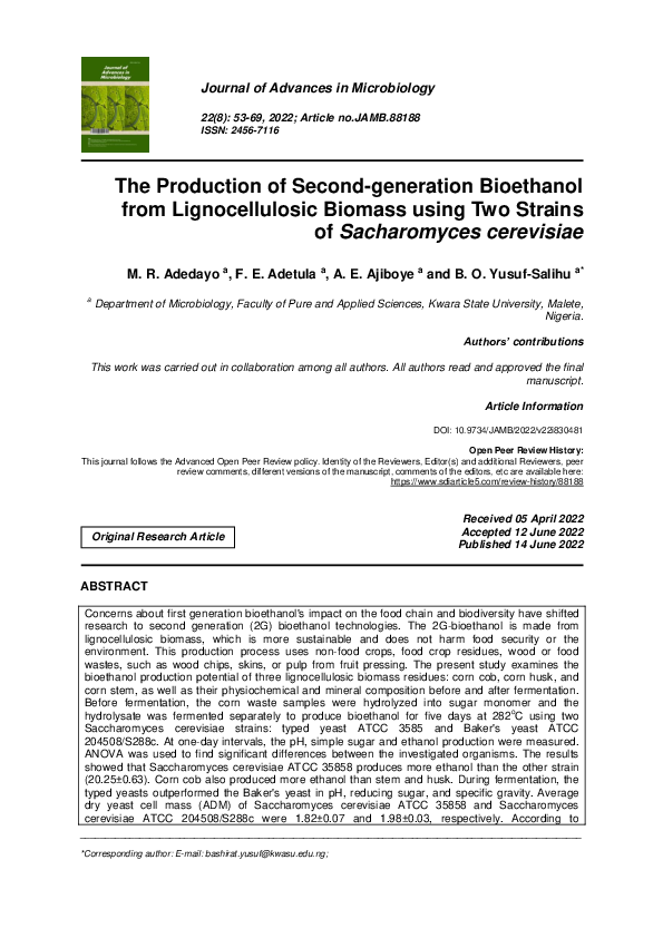 (PDF) The Production of Second-generation Bioethanol from ...