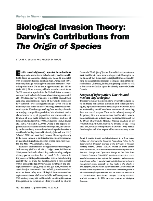 (PDF) Biological Invasion Theory: Darwin's Contributions from The ...