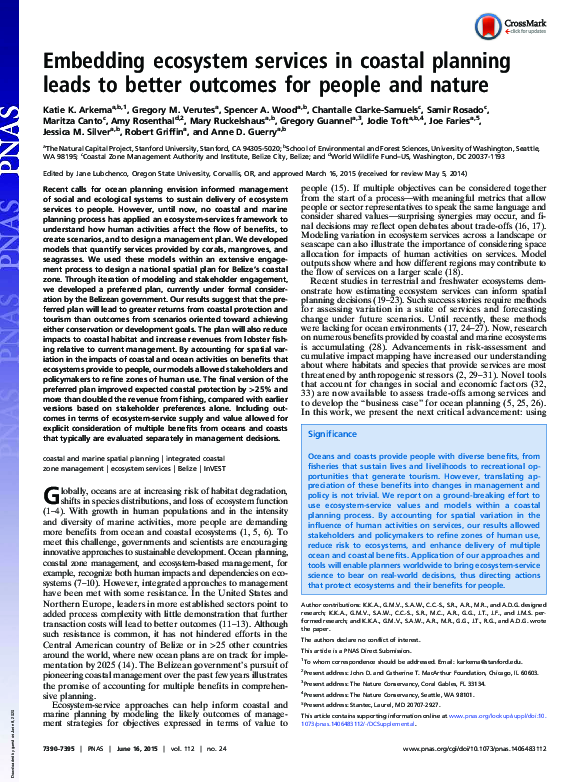(PDF) Embedding ecosystem services in coastal planning leads to better outcomes for people and ...