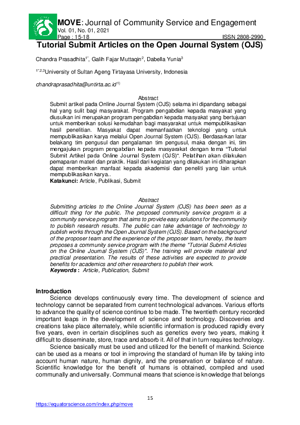 (PDF) Tutorial Submit Articles on the Open Journal System (OJS)