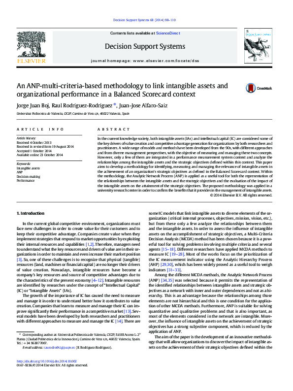 (PDF) An ANP-multi-criteria-based methodology to link intangible assets and organizational ...