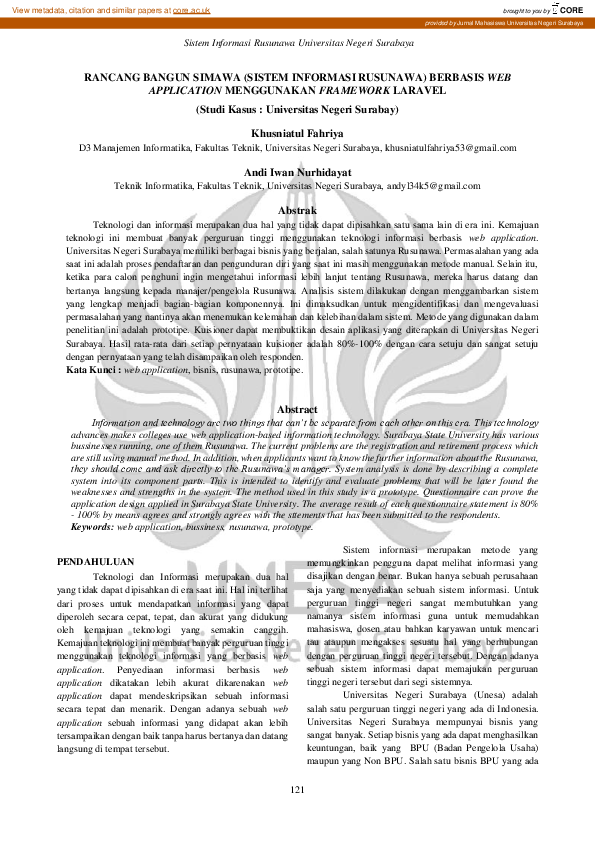 (PDF) Rancang Bangun Simawa (Sistem Informasi Rusunawa) Berbasis Web Application Menggunakan ...