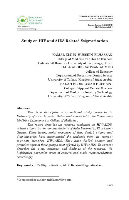 (PDF) Study on HIV and AIDS Related Stigmatization
