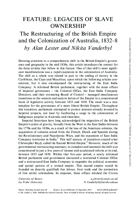 (PDF) The Restructuring of the British Empire and the Colonization of ...