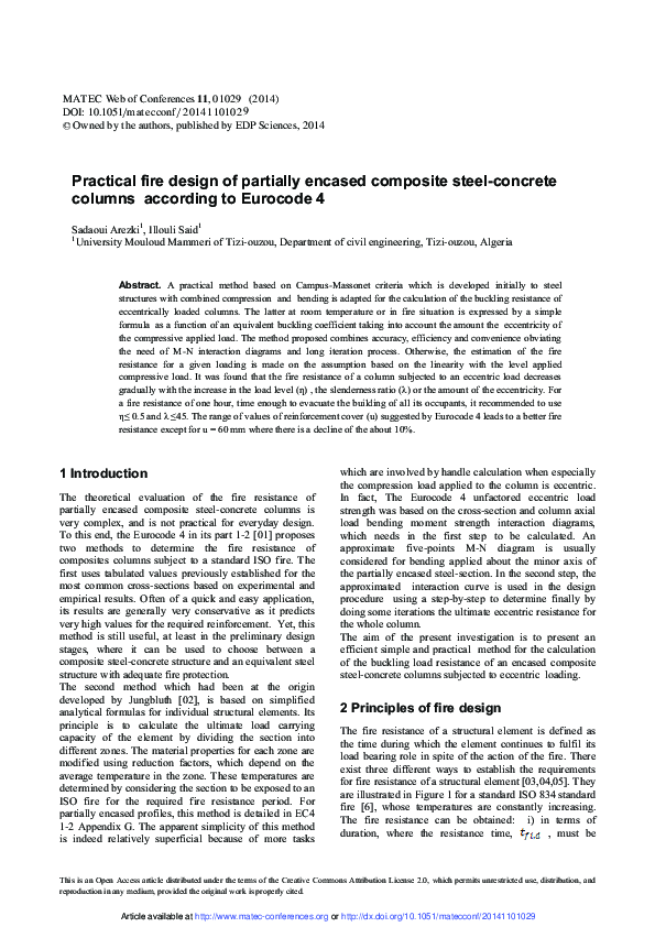 (PDF) Practical fire design of partially encased composite steel ...