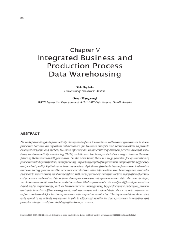 (PDF) Integrated Business and Production Process Data Warehousing