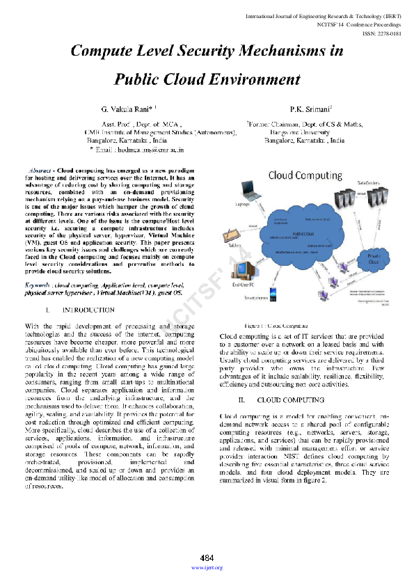 (PDF) Compute Level Security Mechanisms in Public Cloud Environment