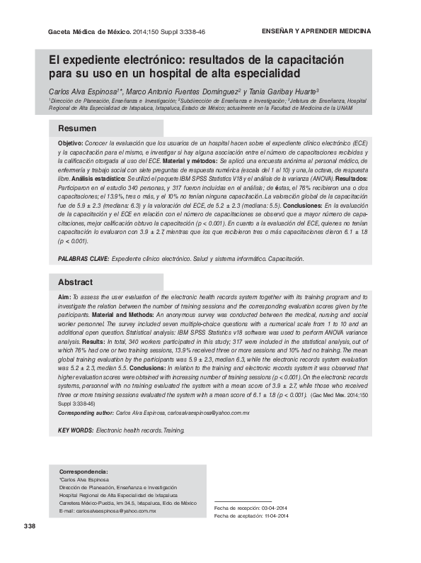 (PDF) El expediente electrónico: resultados de la capacitación para su uso en un hospital de ...