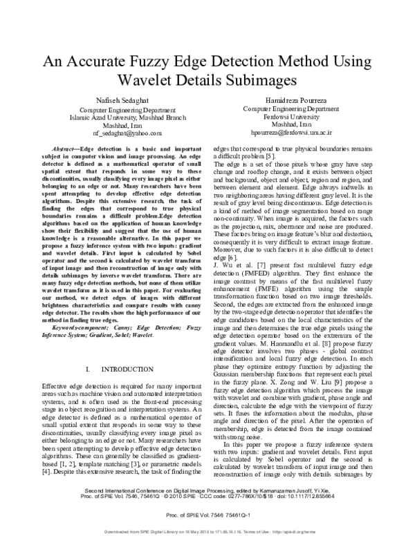 (PDF) An accurate fuzzy edge detection method using wavelet details subimages