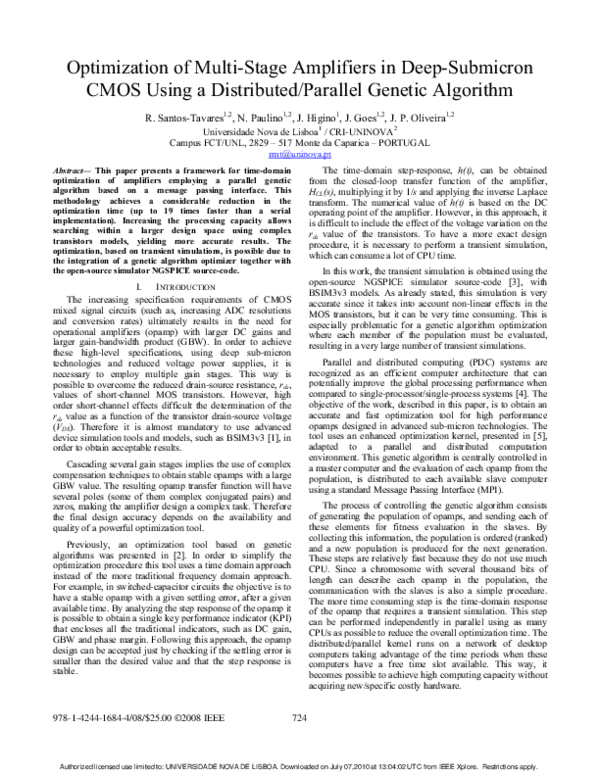 (PDF) Optimization of multi-stage amplifiers in deep-submicron CMOS ...