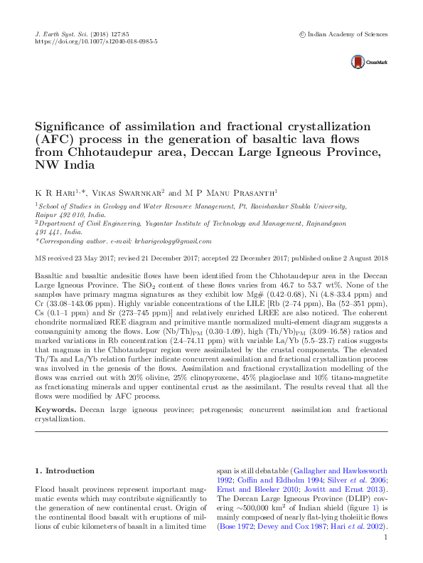 (PDF) Significance of assimilation and fractional crystallization (AFC ...