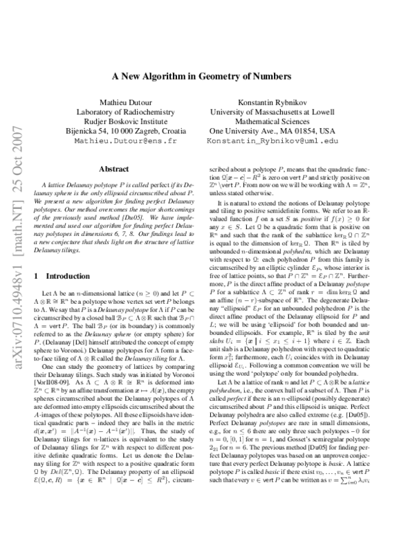 (PDF) A New Algorithm in Geometry of Numbers