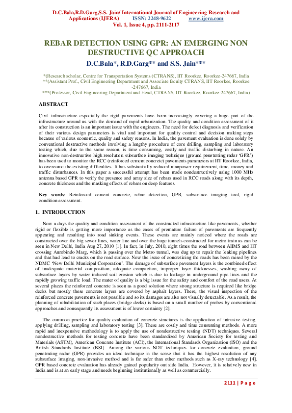 Pdf Rebar Detection Using Gpr An Emerging Non Destructive Qc Approach