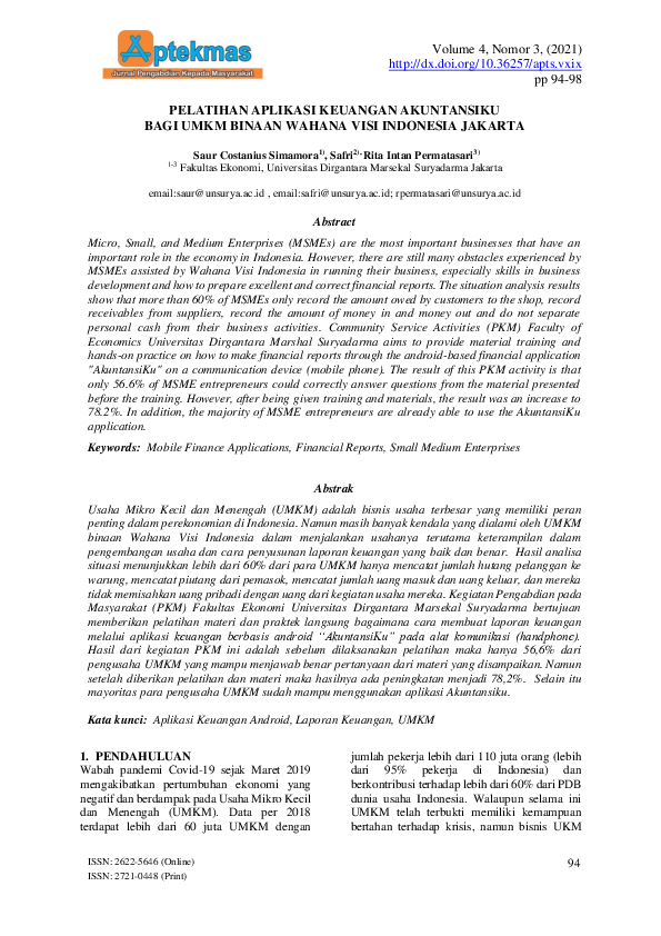 (PDF) PELATIHAN APLIKASI KEUANGAN AKUNTANSIKU BAGI UMKM BINAAN WAHANA ...