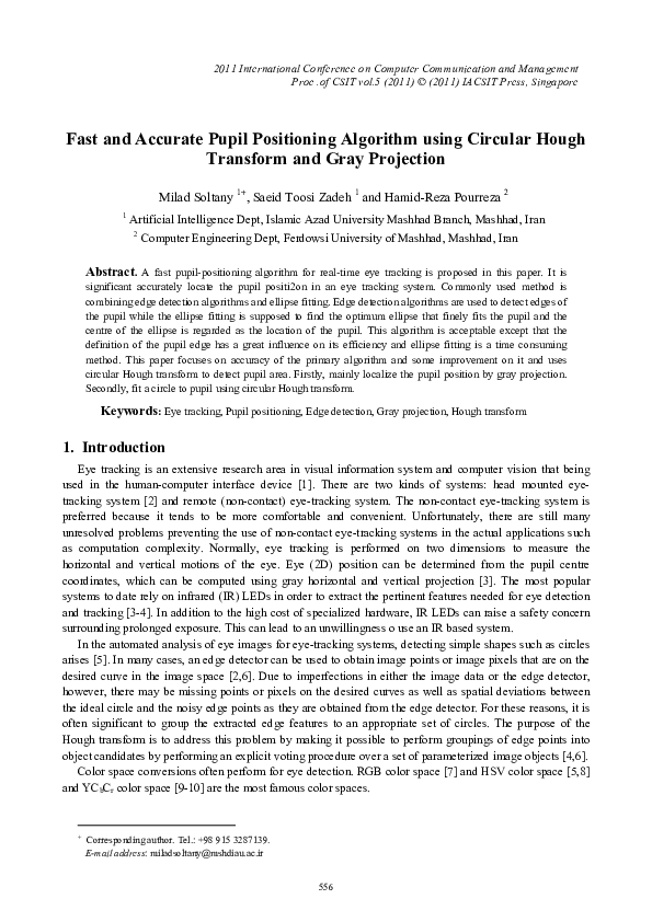Pdf Fast And Accurate Pupil Positioning Algorithm Using Circular