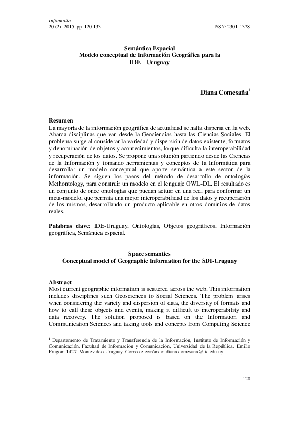 (PDF) Semántica Espacial Modelo conceptual de Información Geográfica para la IDE-Uruguay Space ...