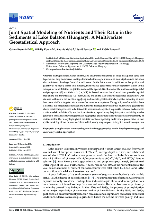(PDF) Joint Spatial Modeling of Nutrients and Their Ratio in the Sediments of Lake Balaton ...