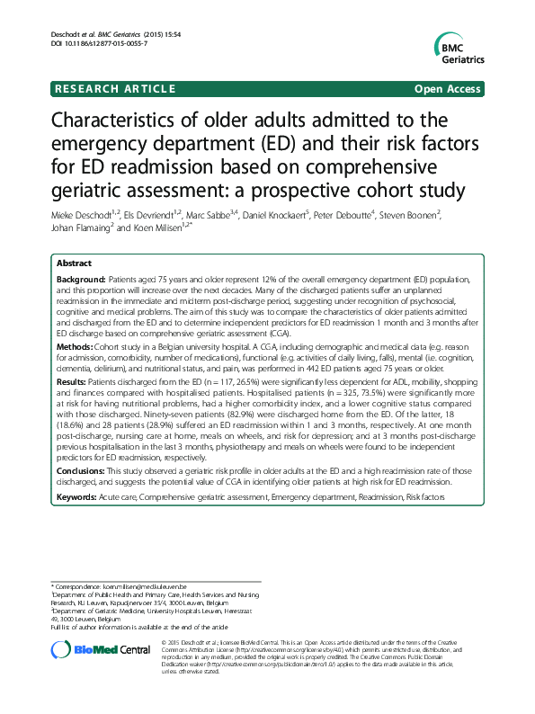 (PDF) Characteristics of older adults admitted to the emergency ...