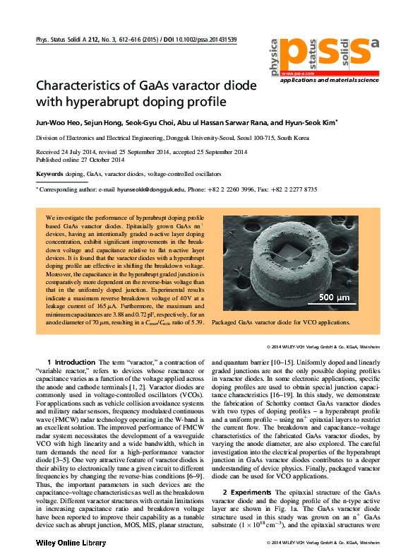 (PDF) Characteristics of GaAs varactor diode with hyperabrupt doping ...