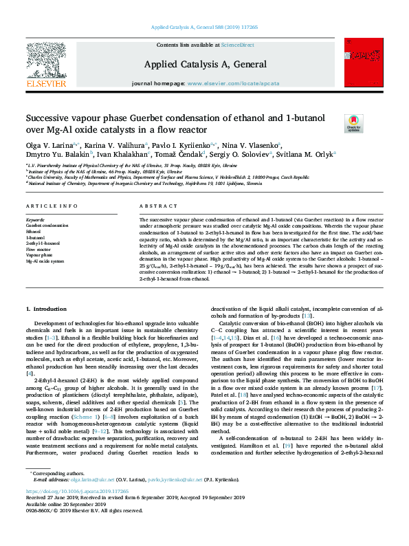 (PDF) Successive vapour phase Guerbet condensation of ethanol and 1 ...