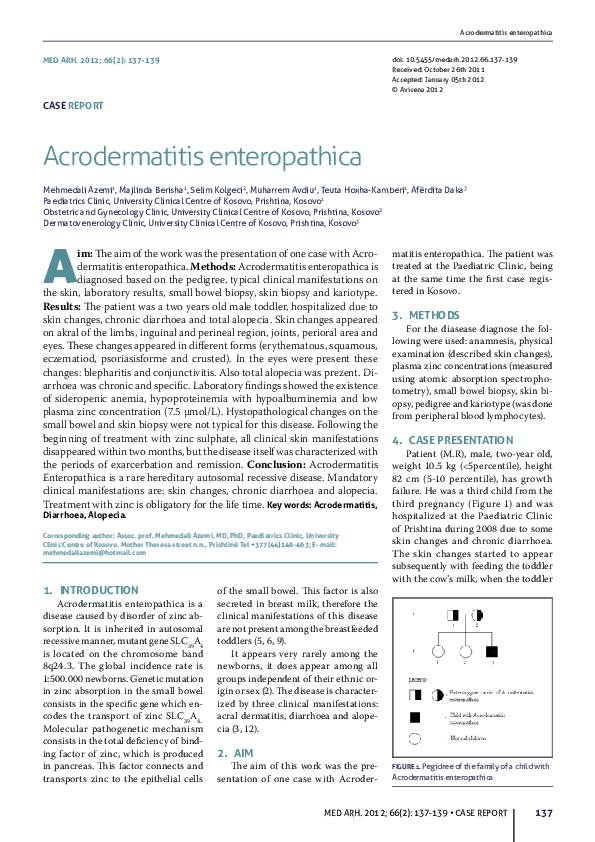 (PDF) Acrodermatitis enteropathica