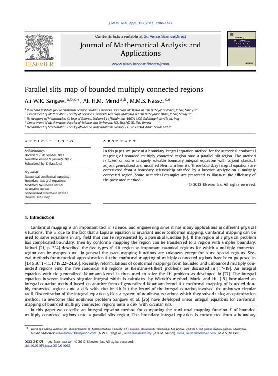 (PDF) Parallel slits map of bounded multiply connected regions