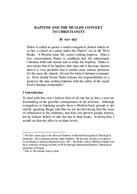 (PDF) Baptism and the Muslim Convert to Christianity