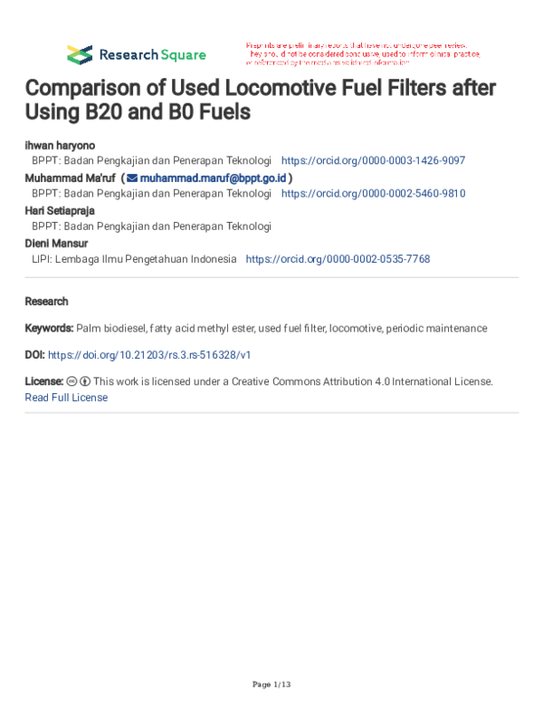 (PDF) Comparison of Used Locomotive Fuel Filters after Using B20 and B0 ...