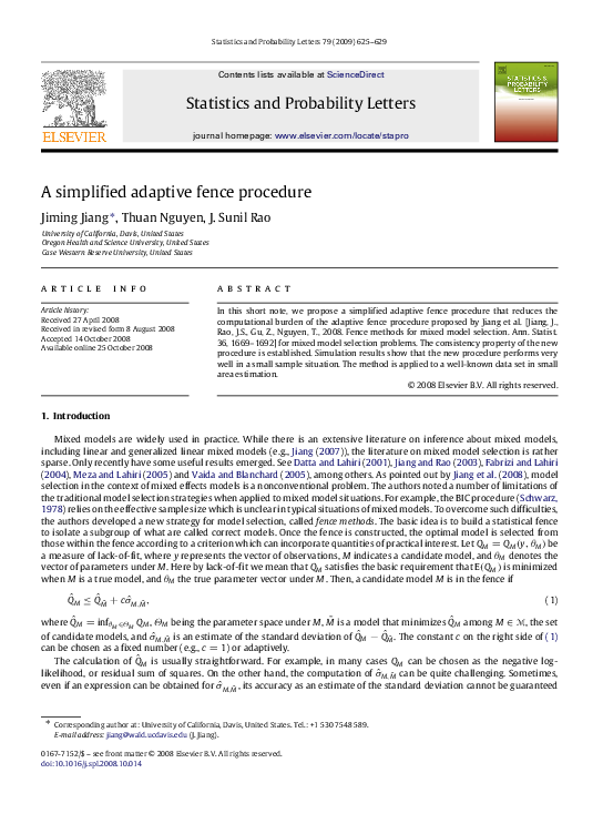 (PDF) A simplified adaptive fence procedure