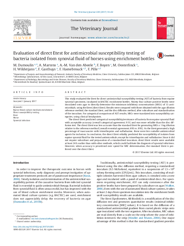 (PDF) Evaluation of direct Etest for antimicrobial susceptibility ...