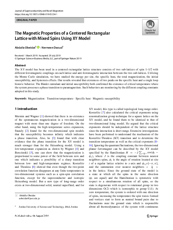 (PDF) The Magnetic Properties of a Centered Rectangular Lattice with ...