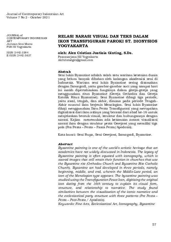(PDF) Relasi Narasi Visual dan Teks dalam Ikon Transfigurasi Paroki St ...
