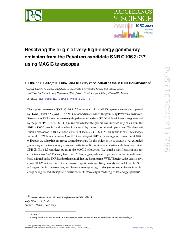 (PDF) Resolving the origin of very-high-energy gamma-ray emission from ...
