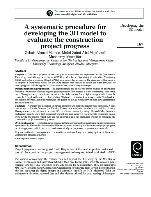 (PDF) A systematic procedure for developing the 3D model to evaluate ...