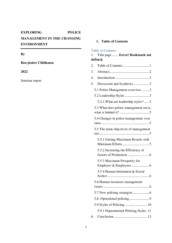 (PDF) Police management in the changing environment