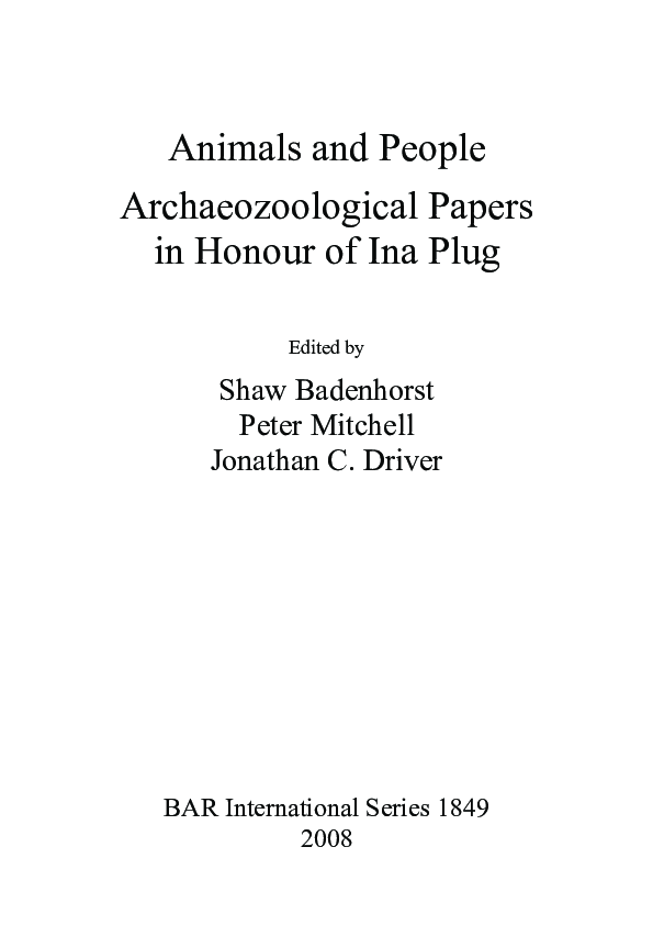 (PDF) Animals and People: Archaeozoological Papers in Honour of Ina ...