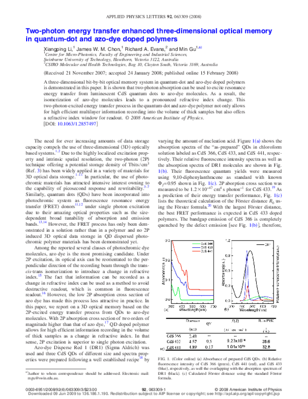 (PDF) Two-photon energy transfer enhanced three-dimensional optical memory in quantum-dot and ...