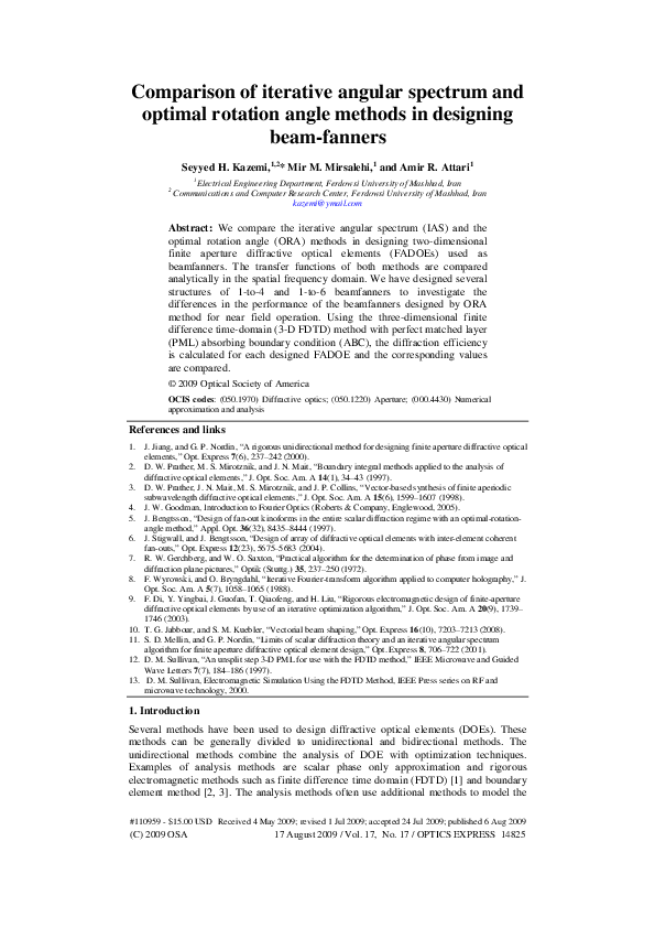 Comparison of iterative angular spectrum and optimal rotation angle ...