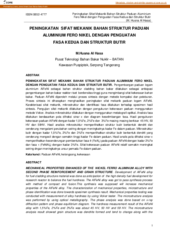 (PDF) Peningkatan Sifat Mekanik Bahan Struktur Paduan Aluminium Fero ...