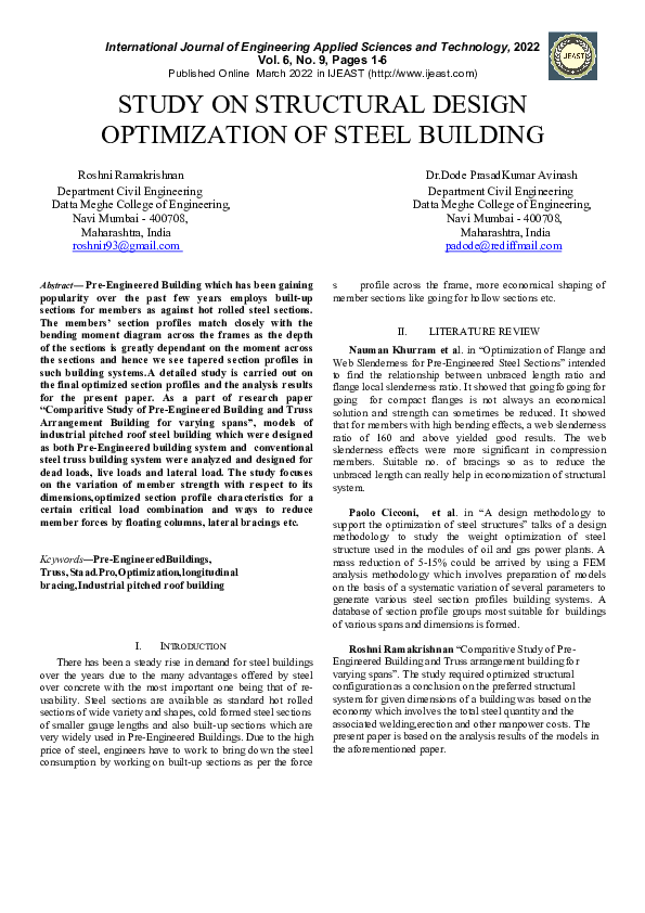 (PDF) Study on Structural Design Optimization of Steel Building