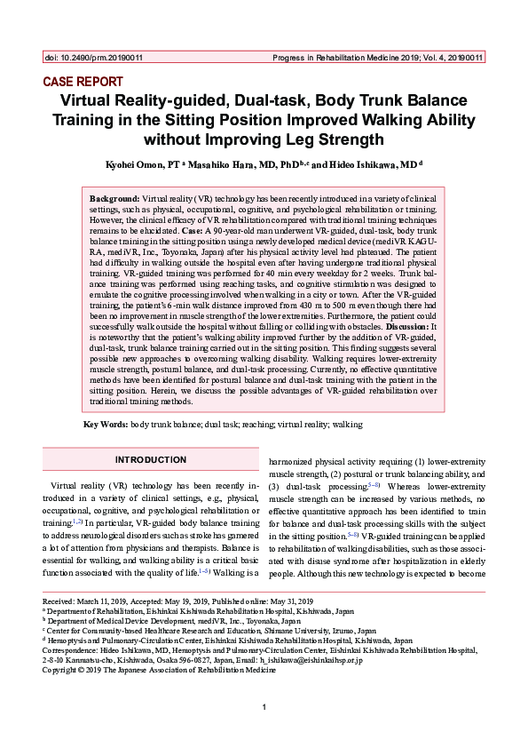 (PDF) Virtual Reality-guided, Dual-task, Body Trunk Balance Training in ...