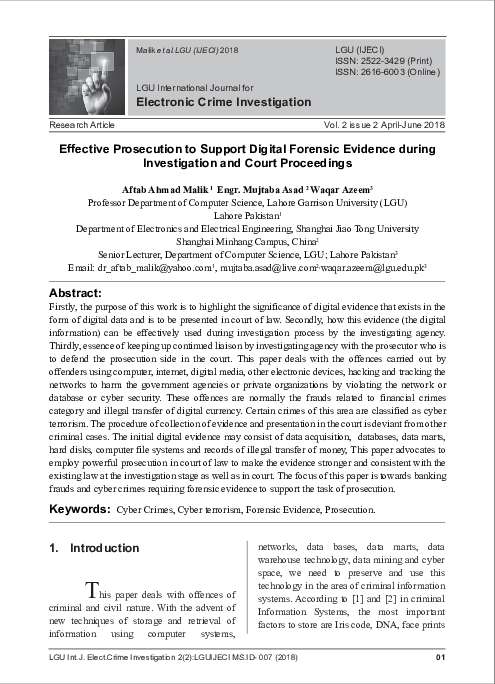 (PDF) Effective Prosecution to Support Digital Forensic Evidence during ...