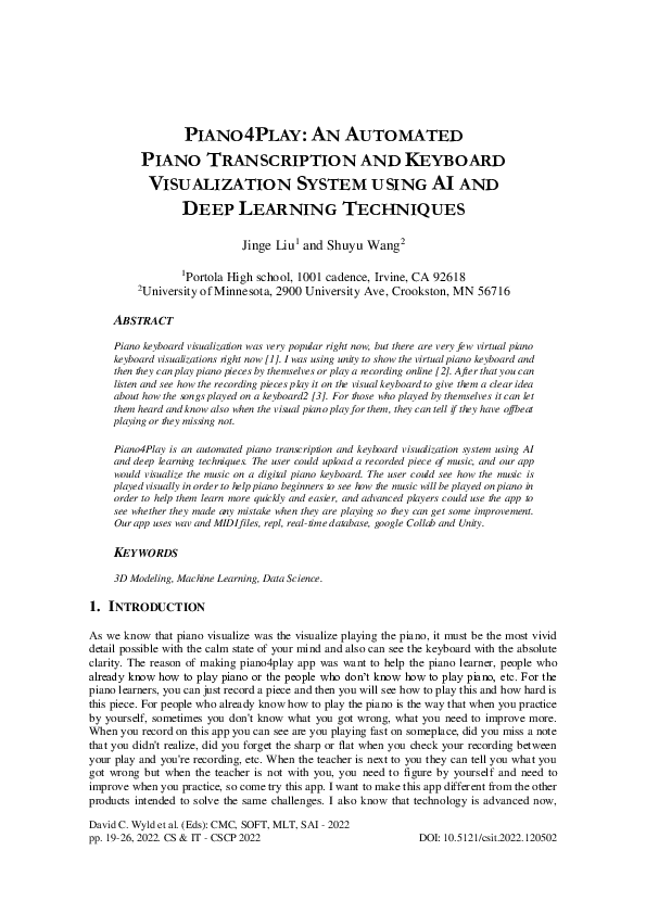 (PDF) Piano4Play: An Automated Piano Transcription and Keyboard ...