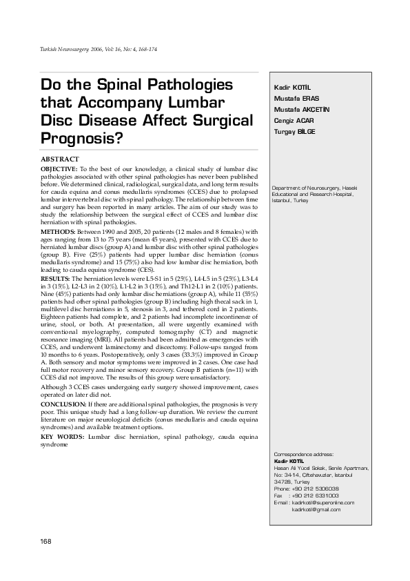 (PDF) Do the Spinal Pathologies that Accompany Lumbar Disc Disease ...
