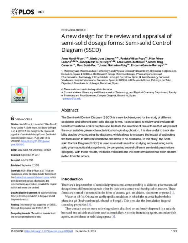 (PDF) A new design for the review and appraisal of semi-solid dosage forms: Semi-solid Control ...