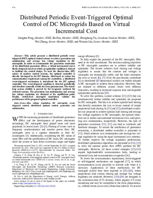 Pdf Distributed Periodic Event Triggered Optimal Control Of Dc Microgrids Based On Virtual