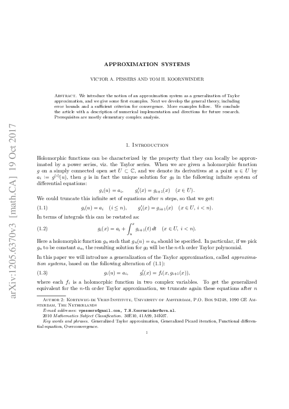 (PDF) Approximation systems