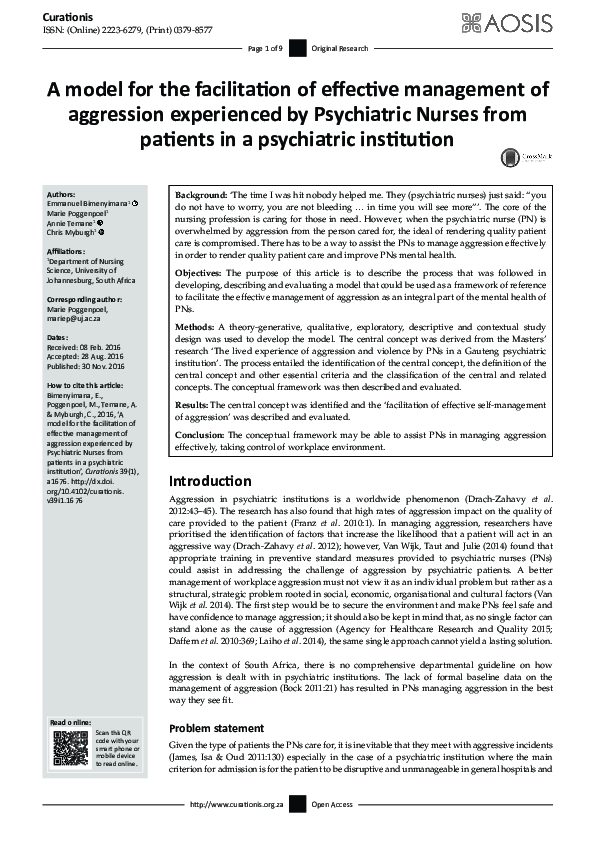 (PDF) A model for the facilitation of effective management of ...