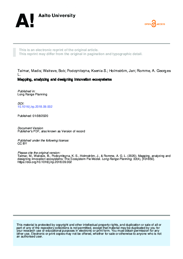 (PDF) Mapping, analyzing and designing innovation ecosystems: The ...