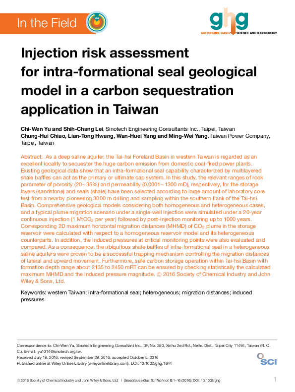 (PDF) Injection risk assessment for intra-formational seal geological ...
